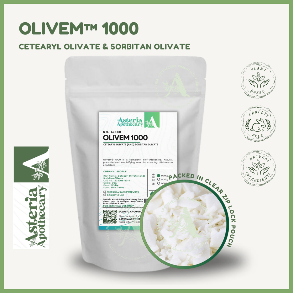 Olivem 1000 (PEG-Free Emulsifier) 100g & 500g - Asteria Apothecary ...