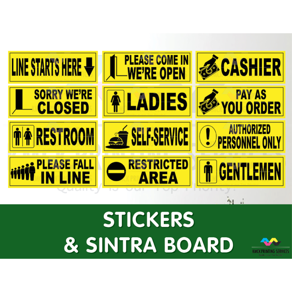 Yellow Sign|Please Fall in Line|Cashier|Self-service|Restricted Area ...