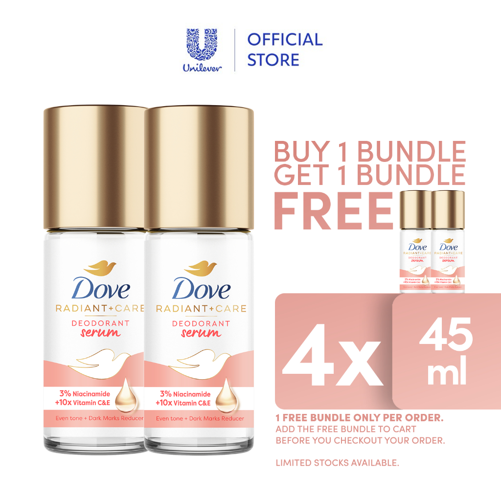 [Bundle of 2] Dove Radiant + Care Deodorant Serum Roll On 3% Niacinamide 10x Vitamin C&E 45ml ...