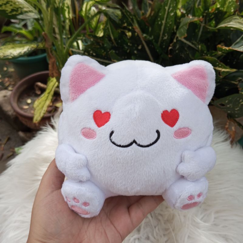 Japan Maruneko Cat White Heart Eyes Plush Toy | Shopee Philippines