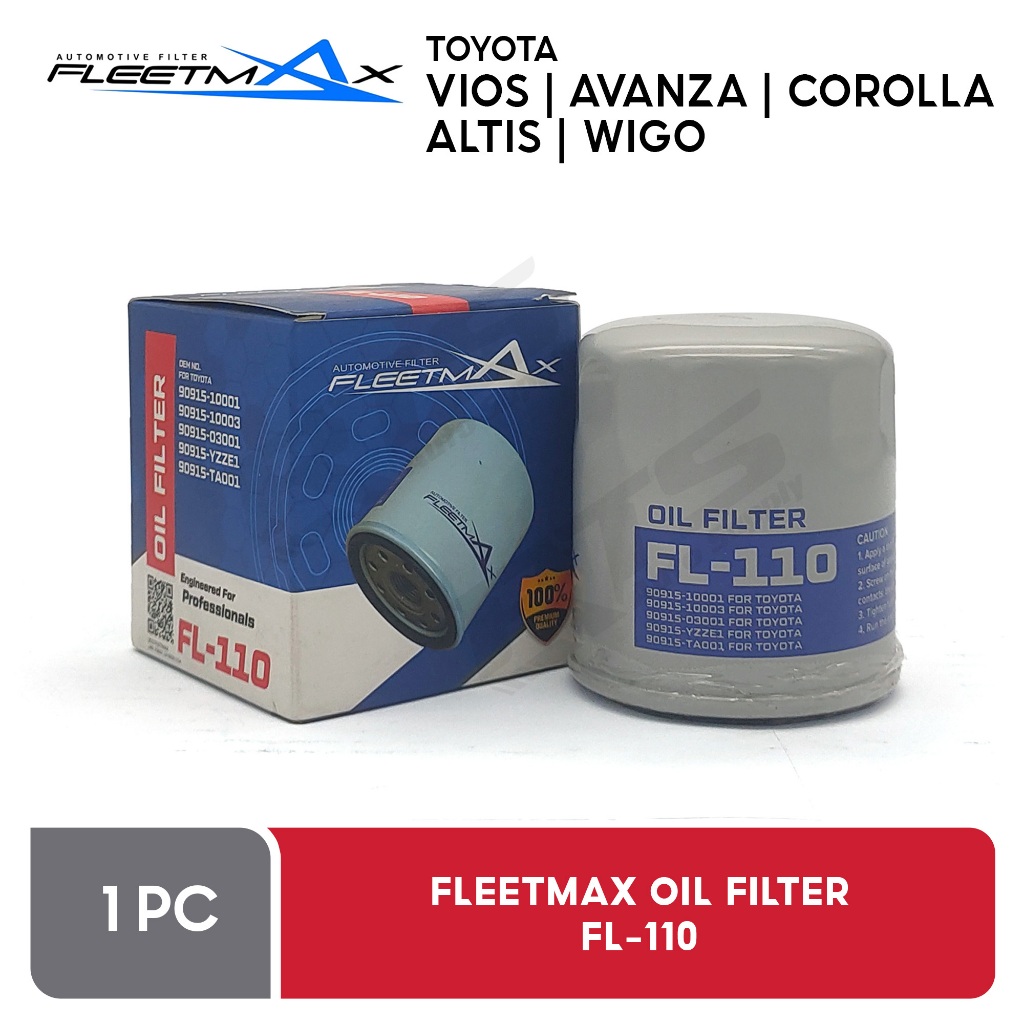 Fleetmax Oil Filter Toyota Vios / Avanza / Corolla / Wigo / Altis FL ...