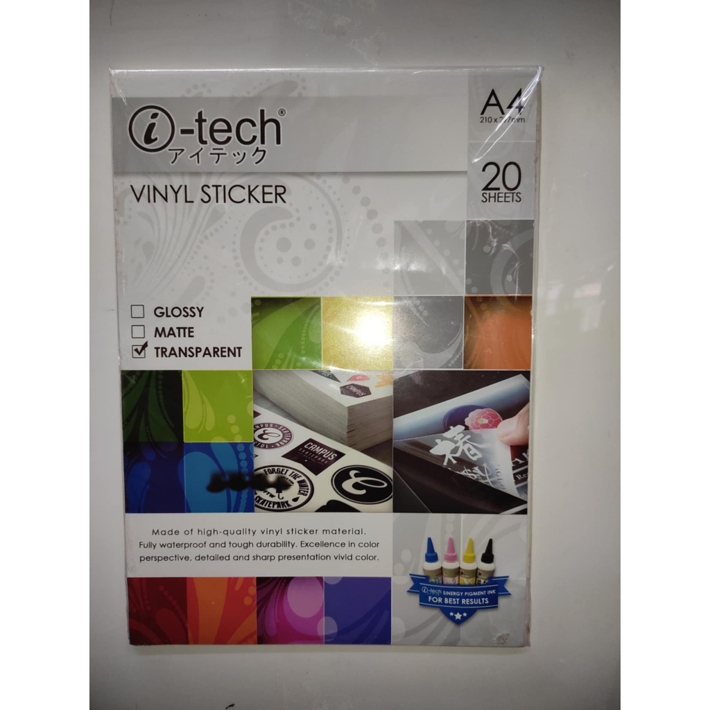 A4 itech Vinyl Sticker Waterproof GLOSSY/TRANSPARENT | Shopee Philippines