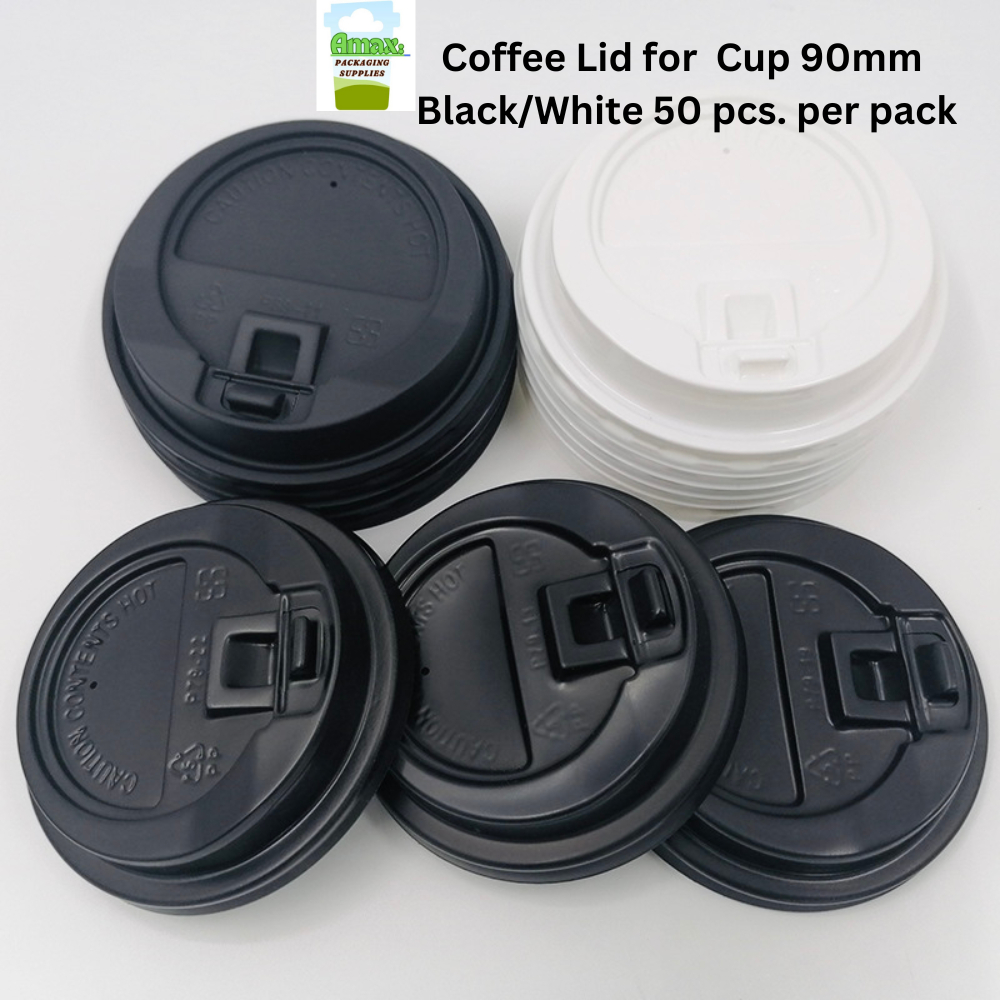50pcs/Coffee Lid for 90MM Cup black/white Plastic Cup Lid for Paper Cup ...