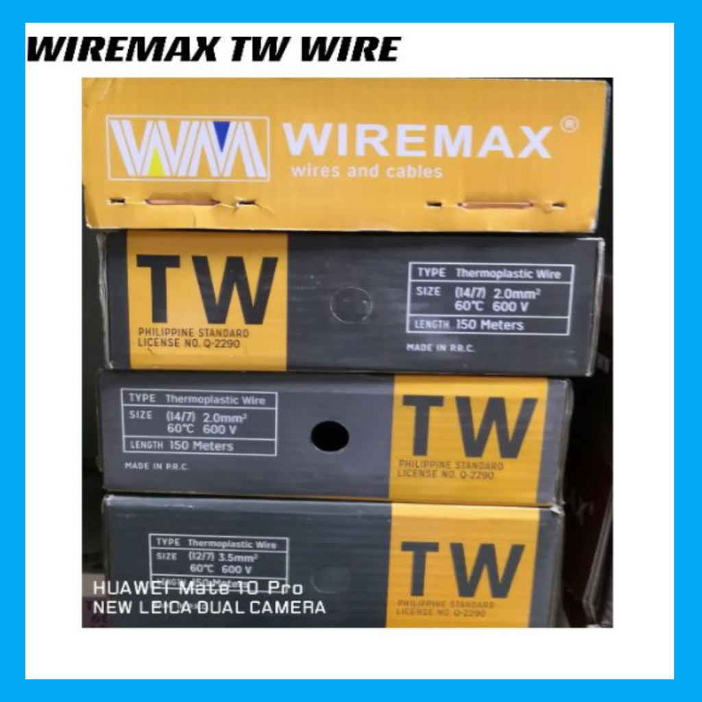 (PER BOX)WIREMAX TW STRANDED WIRE #14 (2.0mm) #12 (3.5mm) #10(5.5mm) #8(8.0m) | Shopee Philippines