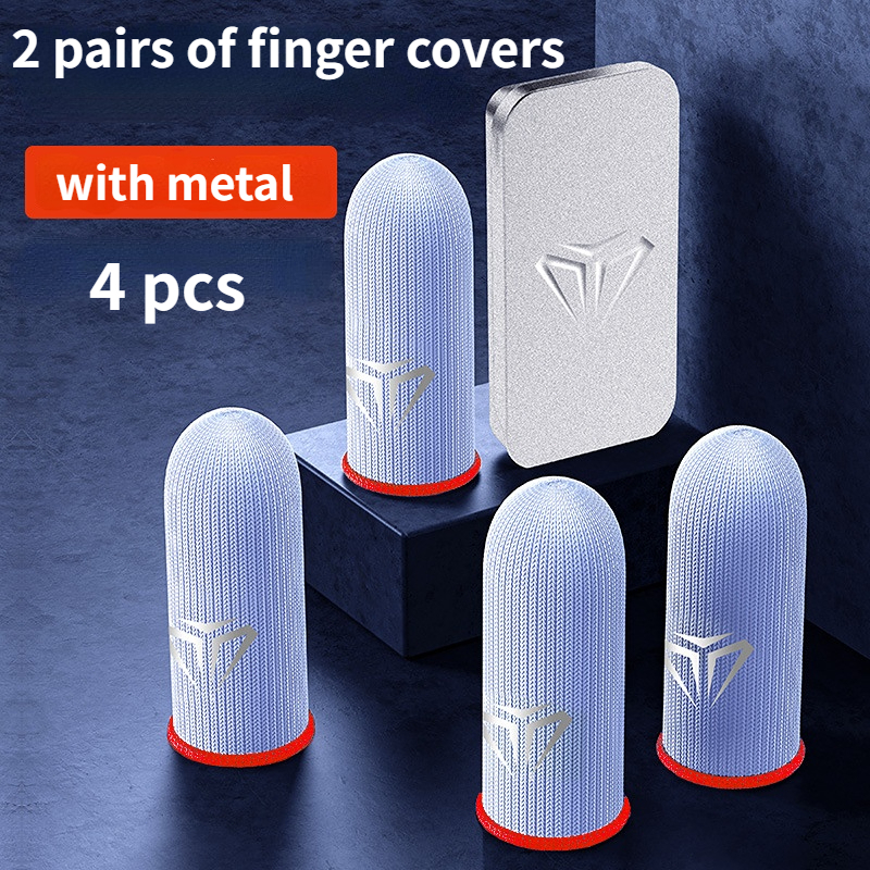 4pcs Gaming Finger Sleeve,with Metal Box,Game Controller Sweatproof ...
