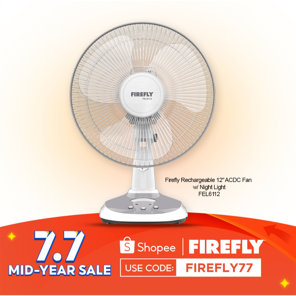 Firefly 12" Rechargeable Fan with Night Light - FEL6112 | Shopee ...