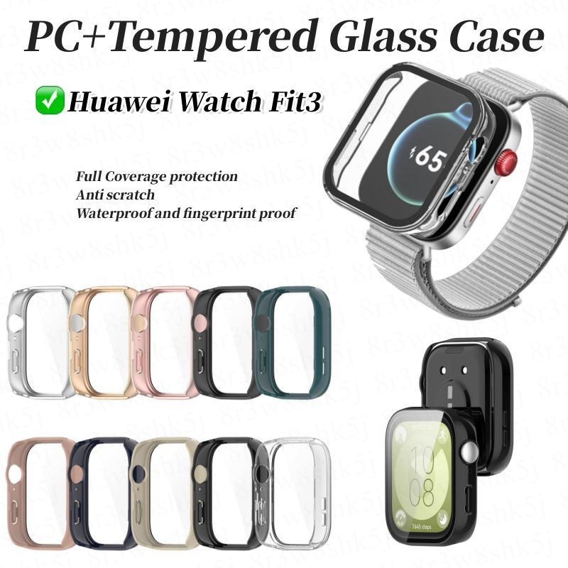 Huawei Watch Fit 3 Case PC+Tempered Glass Case Smart Watch Hard Full ...
