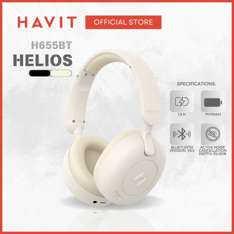 Havit Helios H655BT || Hybrid Active Noise Cancelling Wireless Headphones || Black and Beige ...