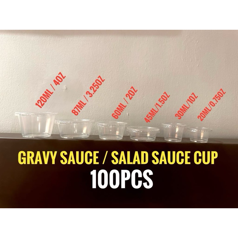 100pcs Clear Sauce Cup Transparent Gravy Cup Salad Cup | Shopee Philippines