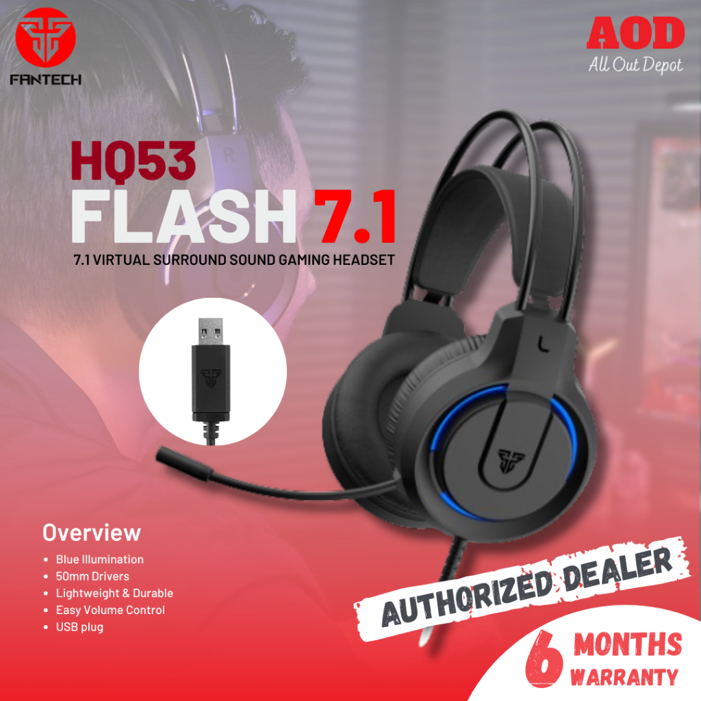 Fantech HQ53 Flash 7.1 Virtual Surround Sound Gaming Headset With Light ...