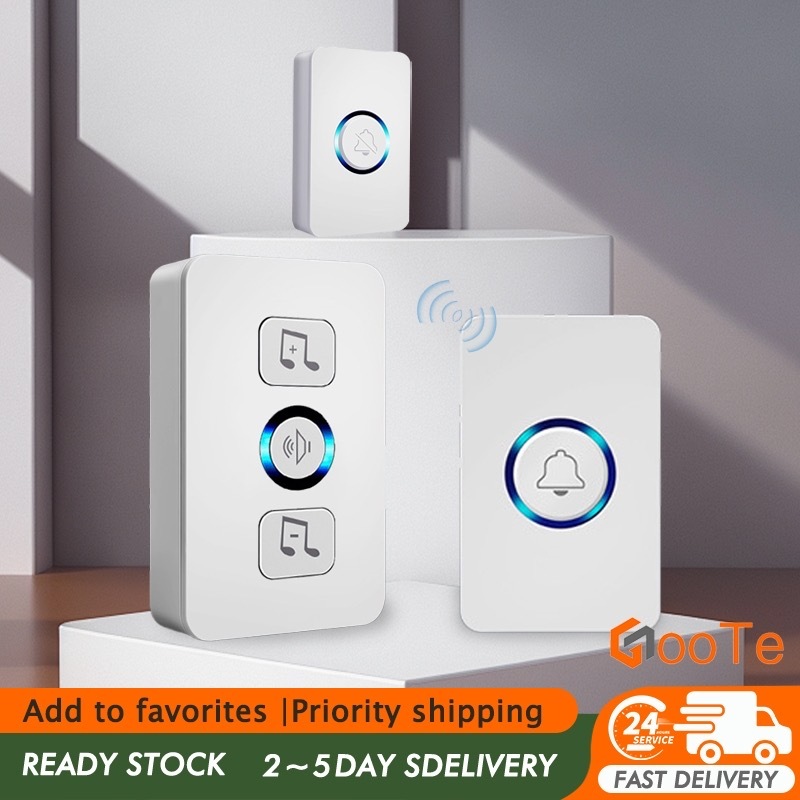 Wireless Waterproof Doorbell 300M Remote Range 62 Music LED Flash Home ...