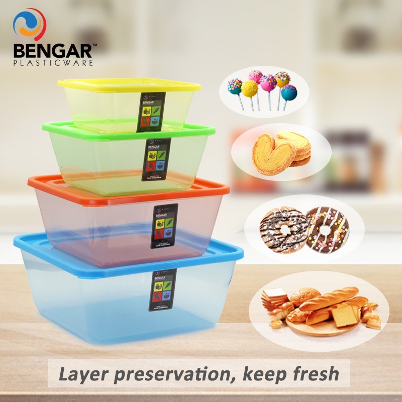Rubenmaker - Square - 4 In 1 Food Storage Box Keeper Container Set Wide ...
