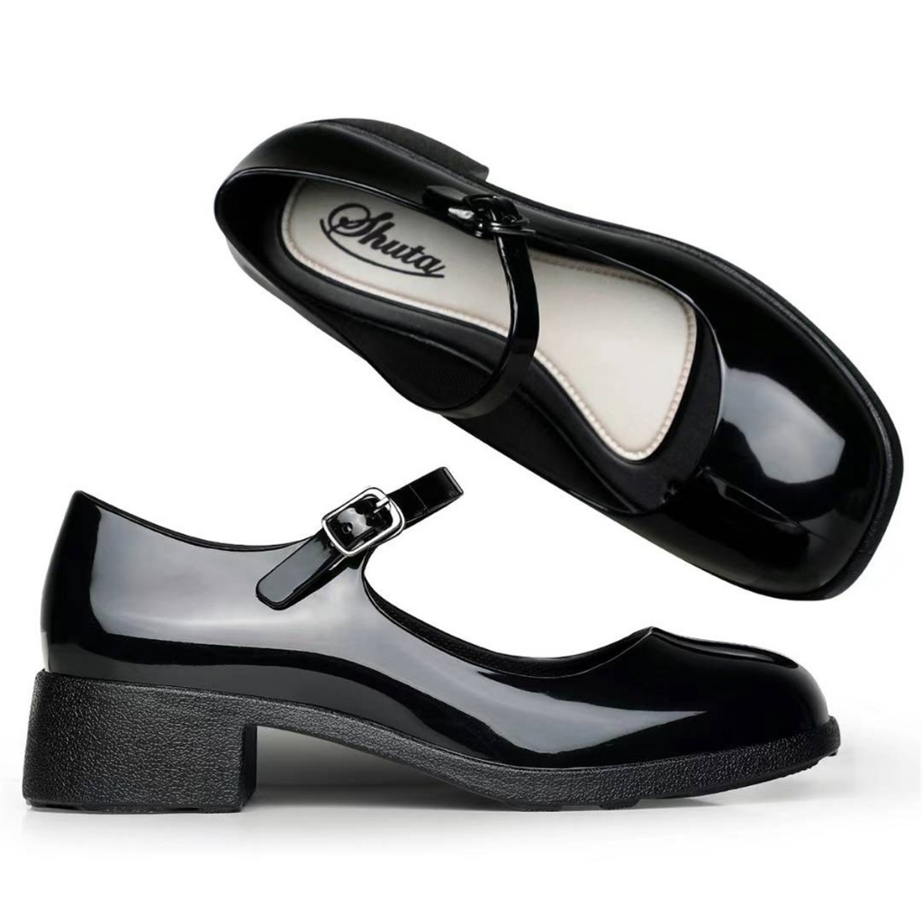 Girls black shoes 690#fashion girls work shoes students glossy black ...