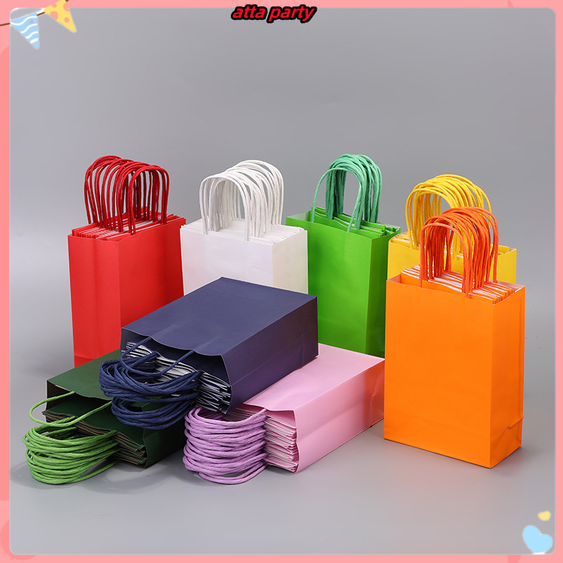atta 1PCS Solid color Paper Bag For Gift Handbag Tote Packing Storage ...
