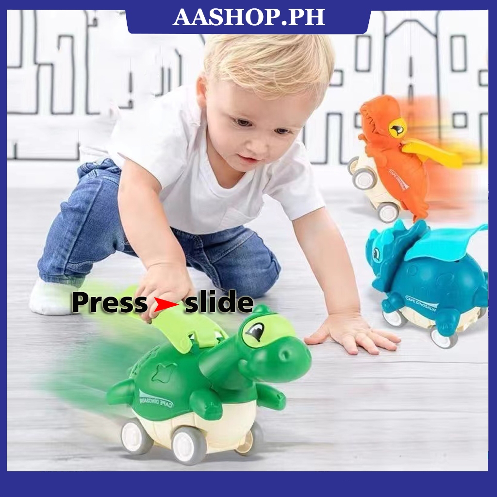 Kids Car Cartoon Small Vehicle Dinosaur Slow Sliding Friction Car Press ...