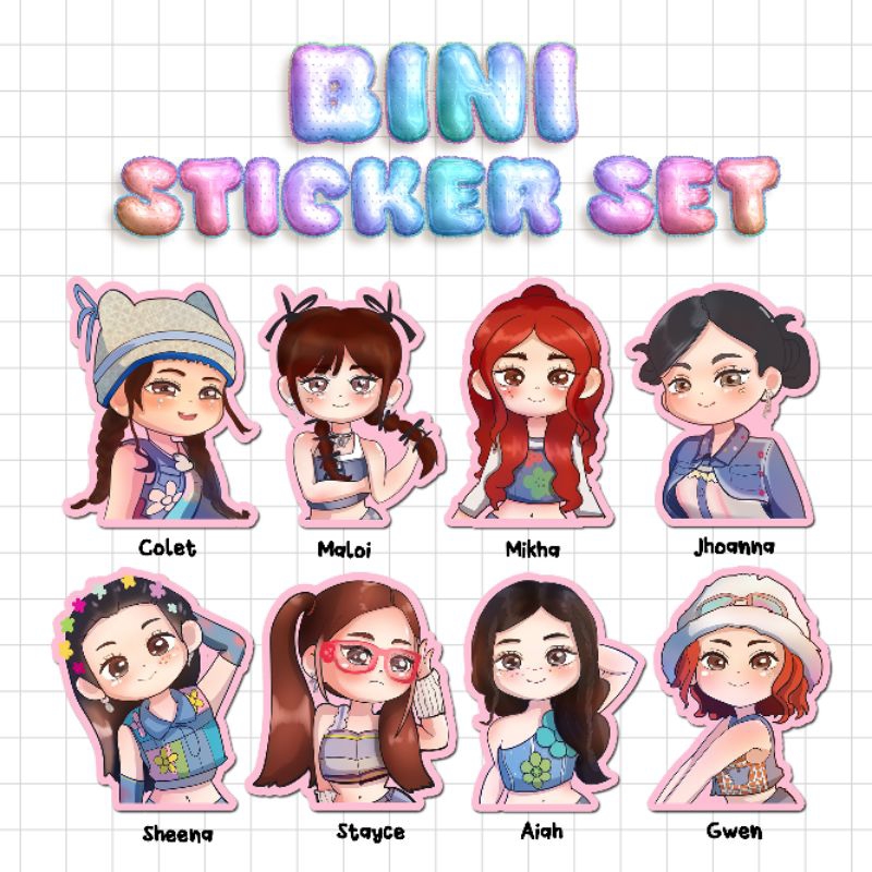 8PCS BINI CHIBI STICKERS (COMPLETE SET) . | Shopee Philippines