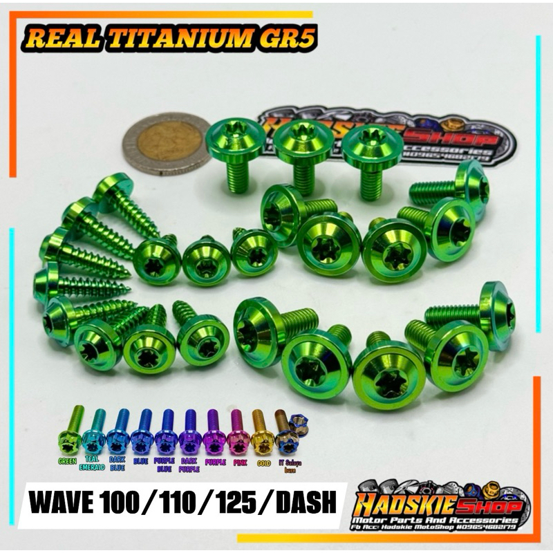 REAL TITANIUM GR5 HONDA WAVE 100/110/125/DASH BODY BOLTS SET (25pcs ...