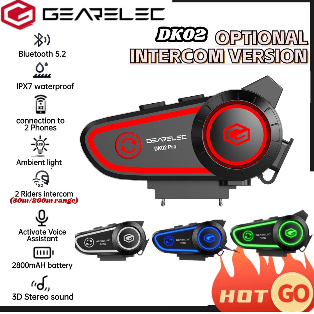 GEARELEC DK02 2800mAh Motorcycle Helmet Headset Bluetooth Optional ...