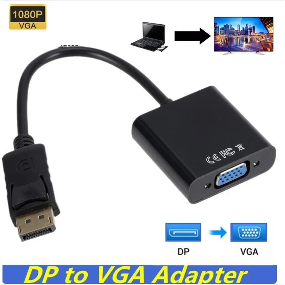 DP to VGA Adapter Cable 1080P DisplayPort Male to VGA Female Converter ...