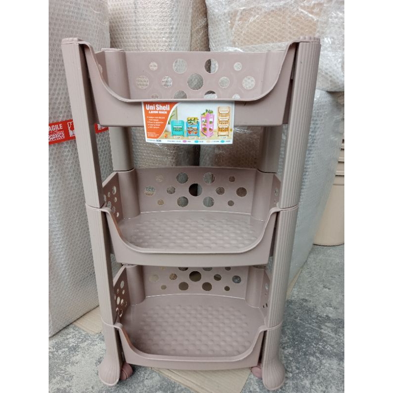 3 layer rack beige color w/ wheels | Shopee Philippines