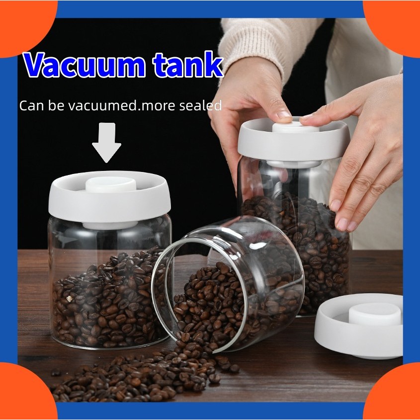 Coffee Container Powder Container Glass Coffee Canister Vacuum Sealed ...