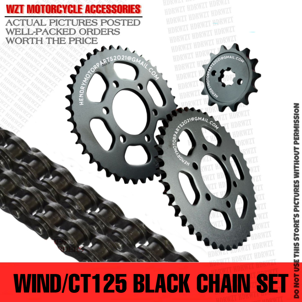 HONDA WIND / KAWASAKI CT125 BLACK CHAIN AND SPROCKET SET(14T/42T & 14T ...