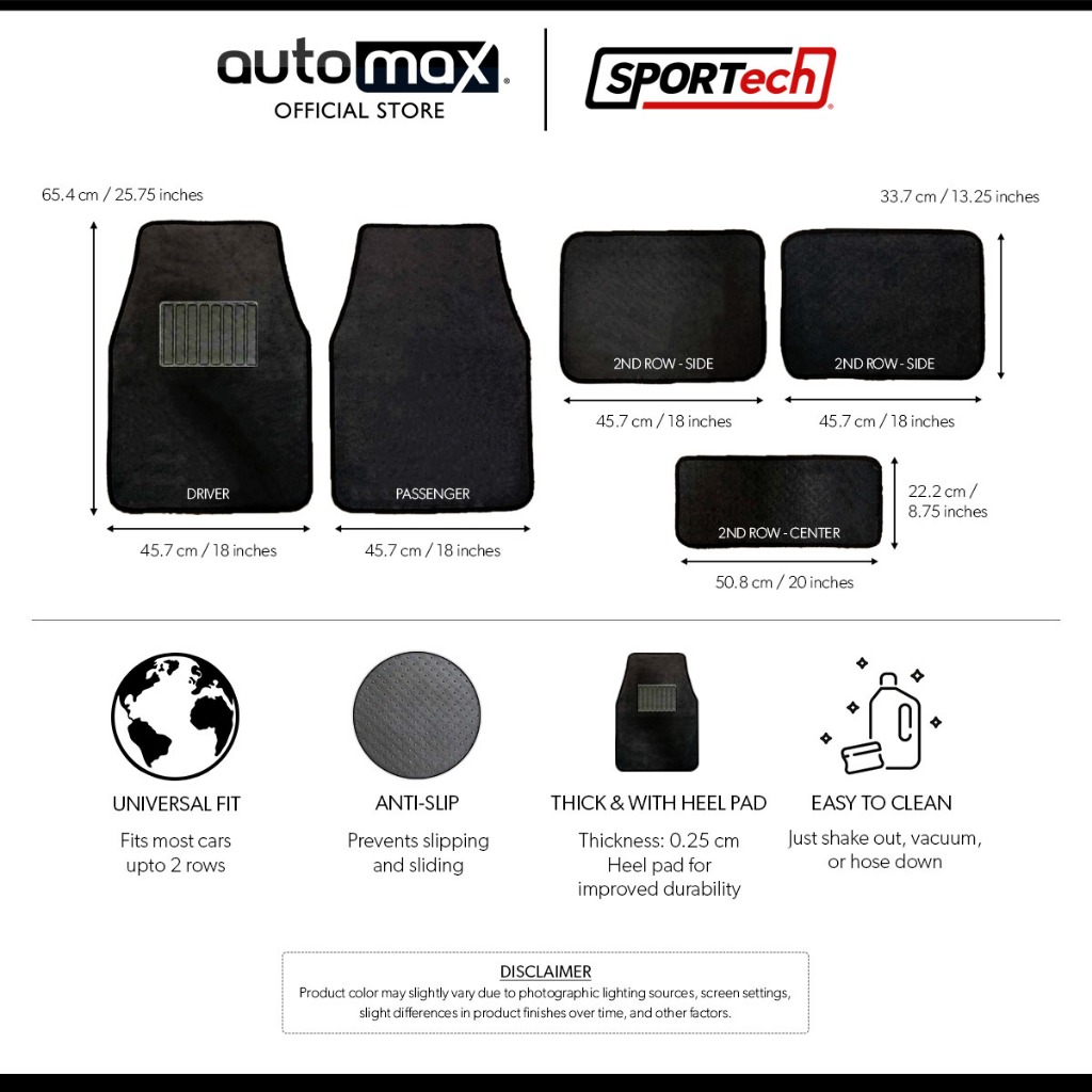 SPORTech Universal Car Floor Mat Unimat Carpet With Spike N01 (5 Pieces ...