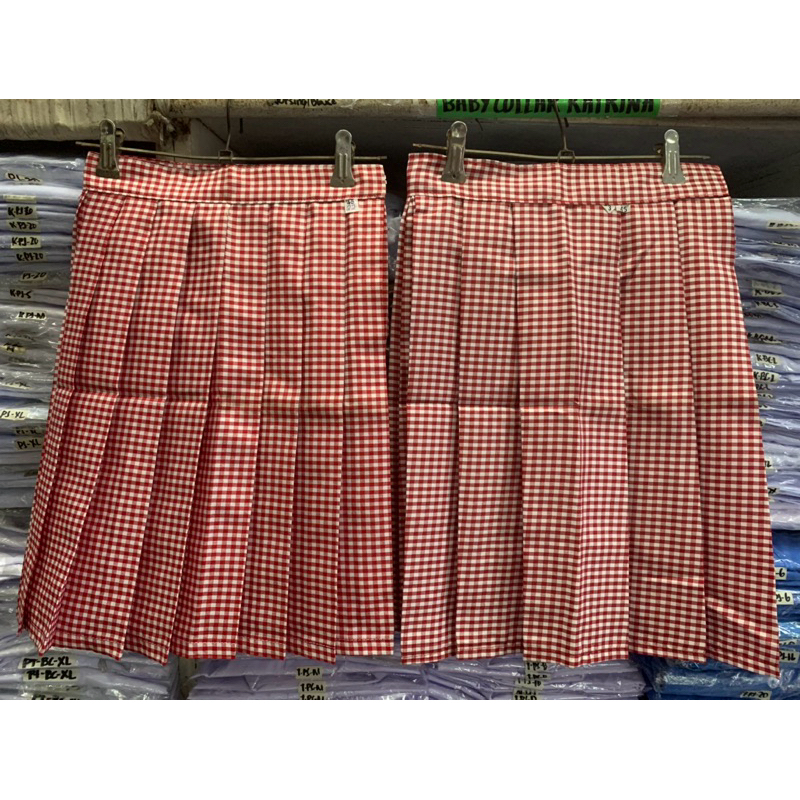 SCHOOL UNIFORM 2 COLORS RED AND WHITE BACK/ ROUND PLEATS | Shopee ...