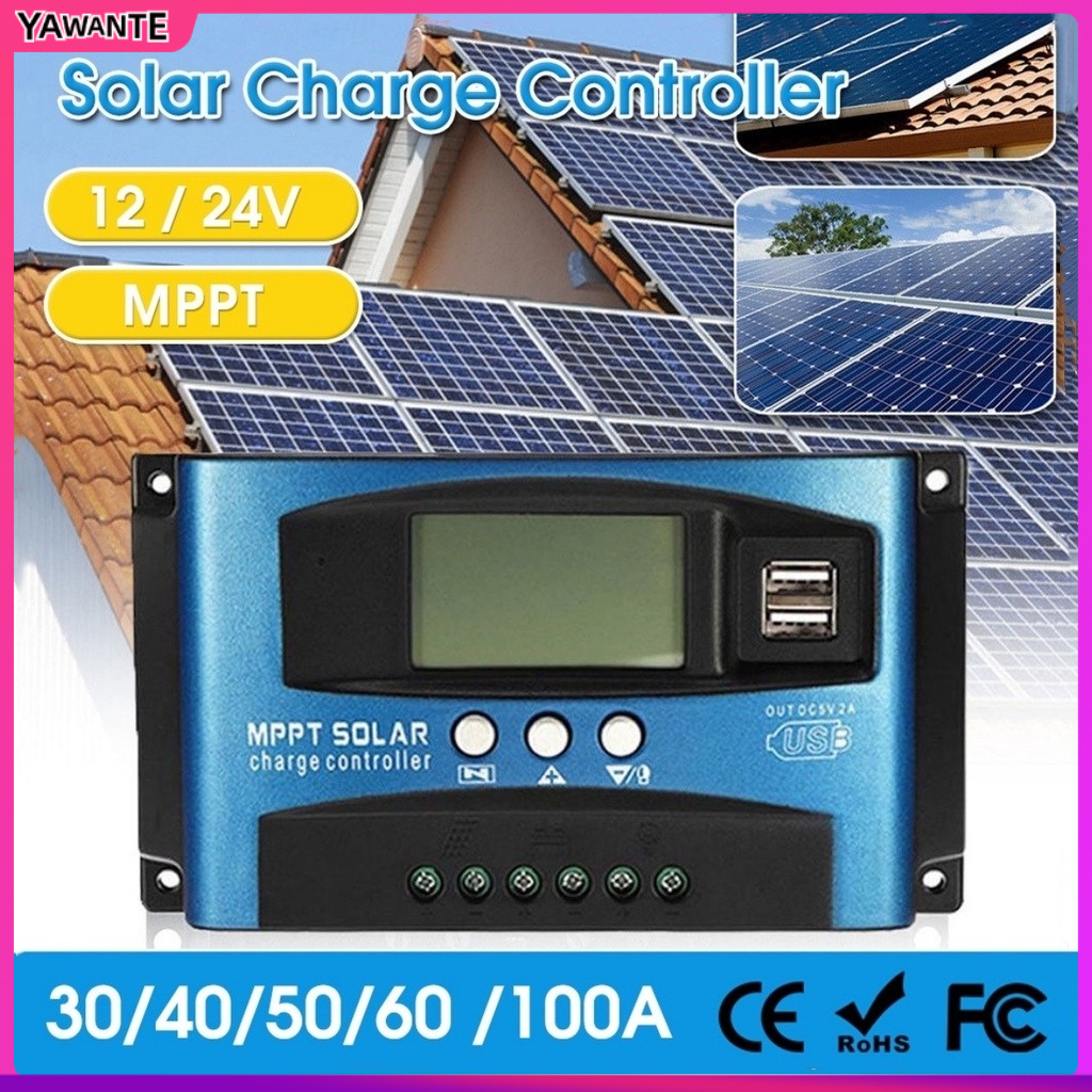 Mppt Solar Charge Controller 100a 60a 50a 40a 30a Power Dual USB Lcd Display | Shopee Philippines