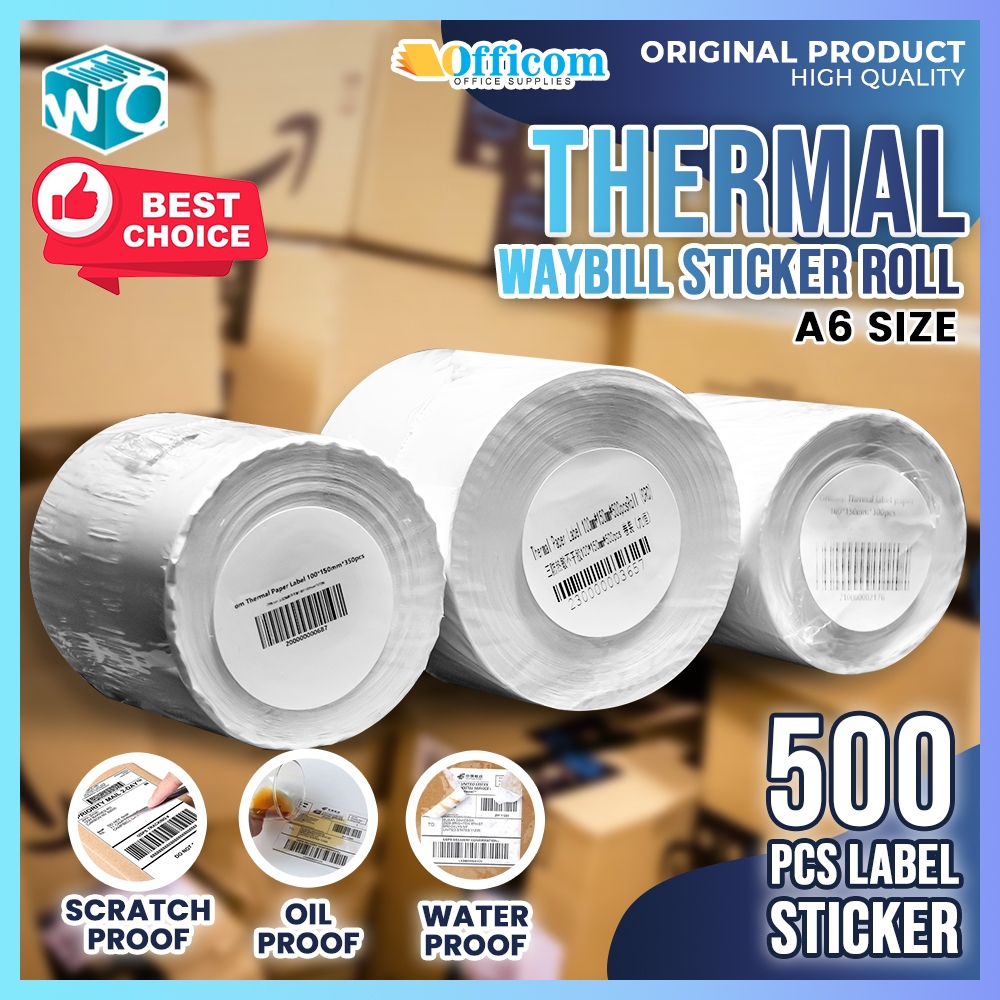 Waybill Sticker ROLL A6 Size TRIPLE PROOF 100x150mm Thermal Shipping ...