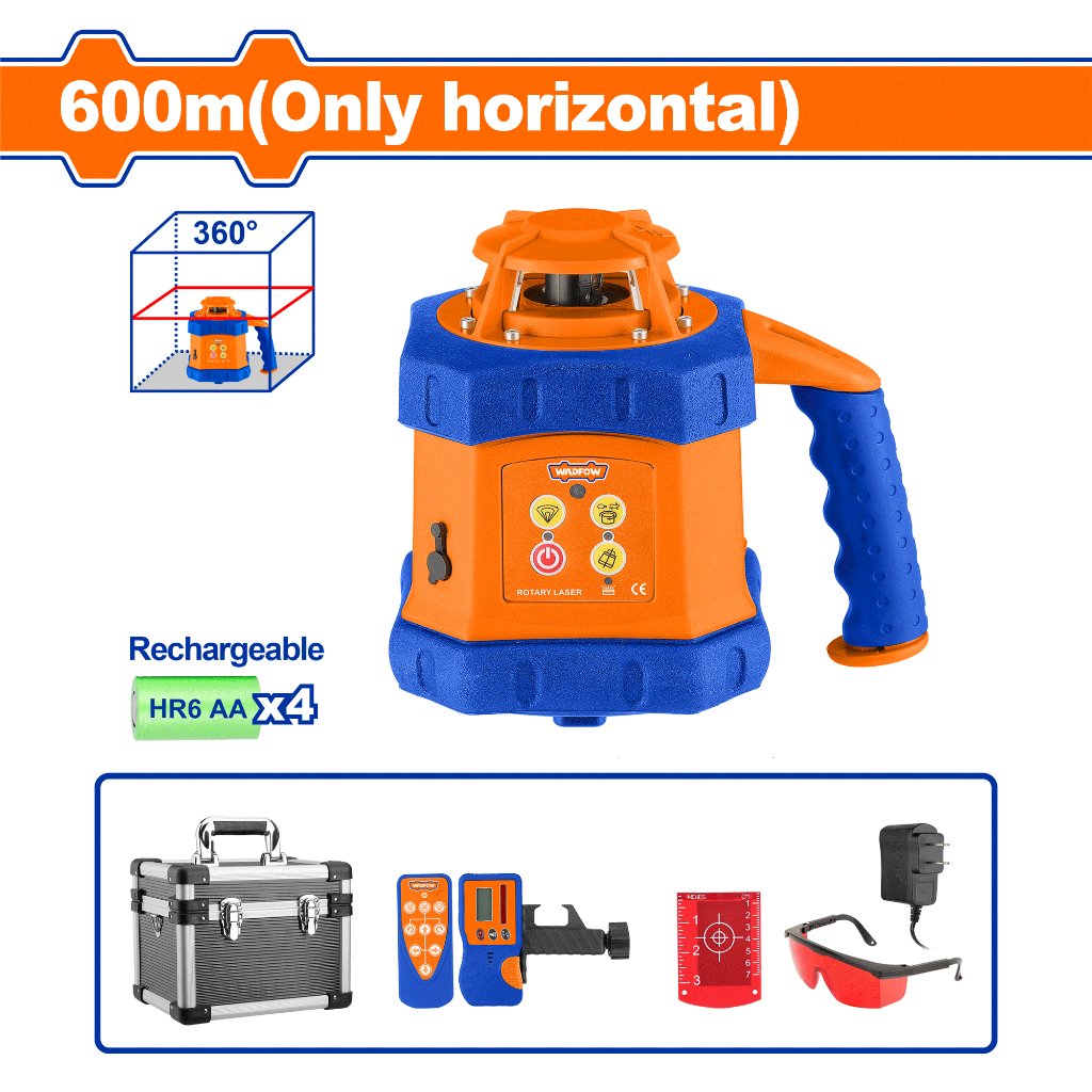 Wadfow Self Leveling Rotary Laser Level Horizontal 600M Red Beam ...