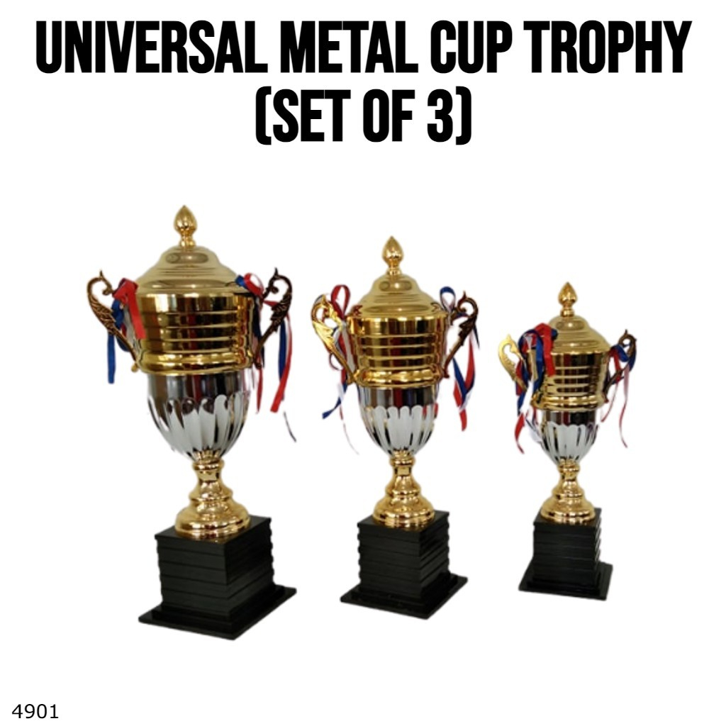 Metal Trophy 2 Tone Set Of 3 Pcs 4901 WITH Free Sticker. | Shopee ...
