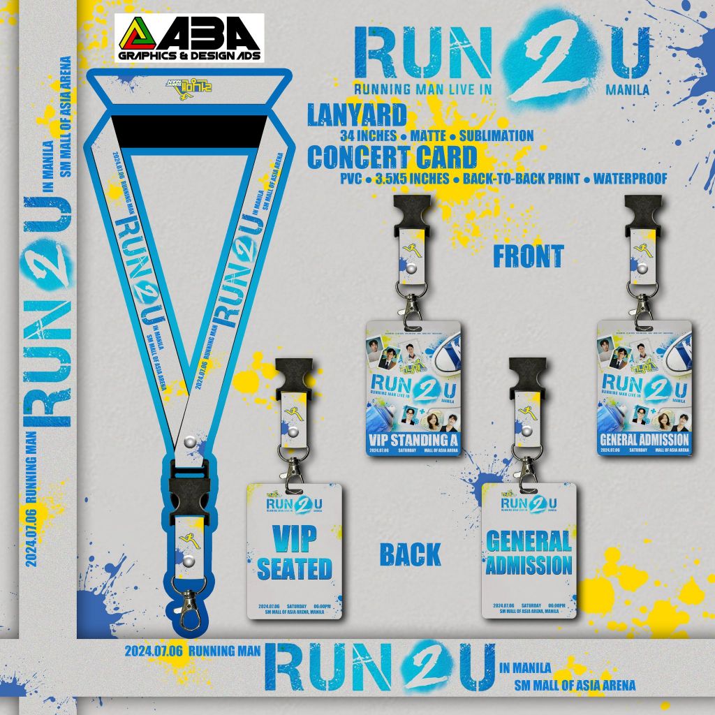 Running Man Run 2 U in Manila | ID Lace Lanyard and PVC Concert Card ...