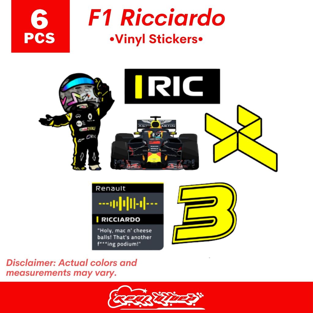 Daniel Ricciardo F1 Sticker Formula one Driver Racing Stickers Set ...
