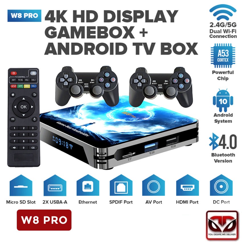 D&D W8 Pro 4K Smart TV Box + Game Console Set Dual System | Shopee ...
