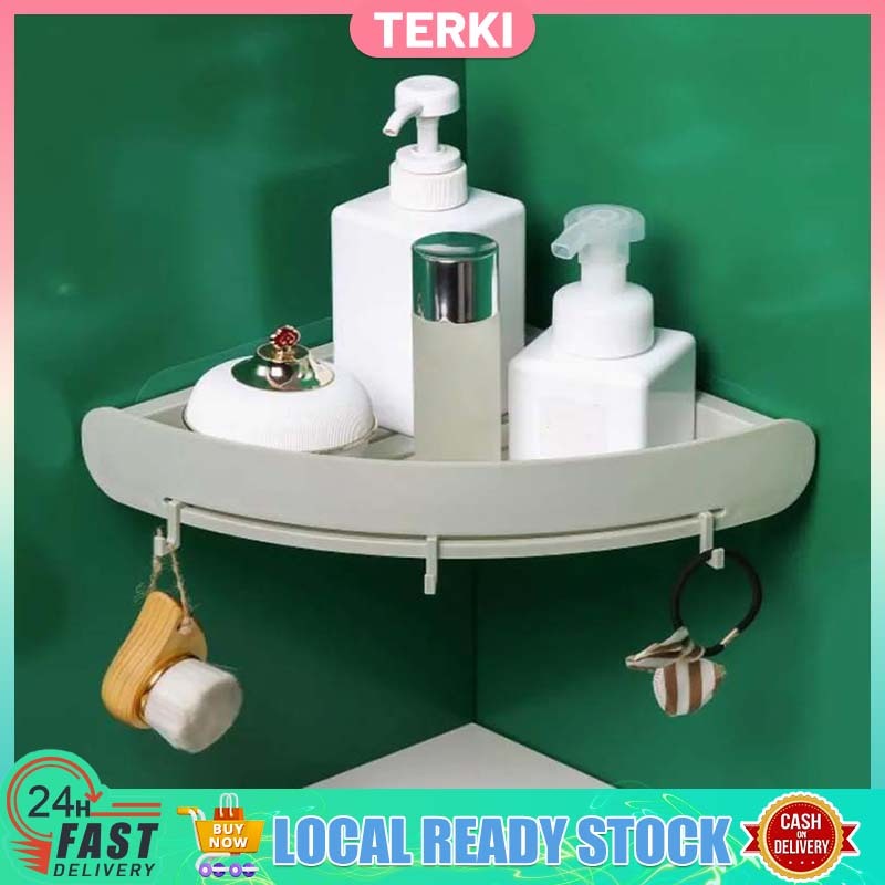 Punch-free Bathroom Triangle Storage Rack Corner Shelf Shampoo Soap ...