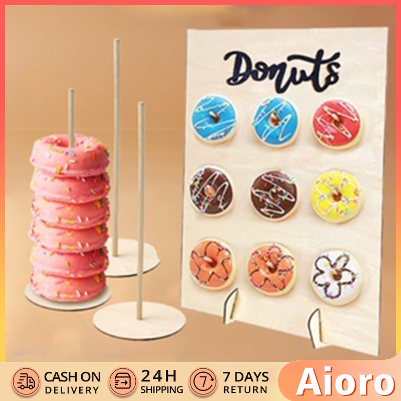 Wooden Donuts Wall Display Stand Holder Donut Sweets Doughnut Rack for ...