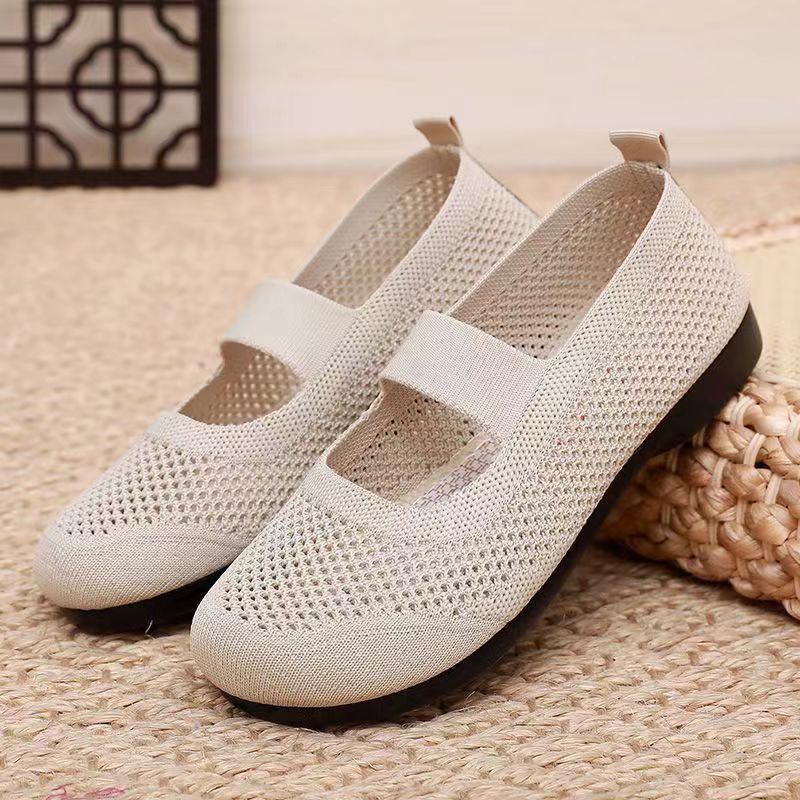 Women's Comfortable Mesh Shoes with Rubber Anti slip Flat Sole Ladies ...