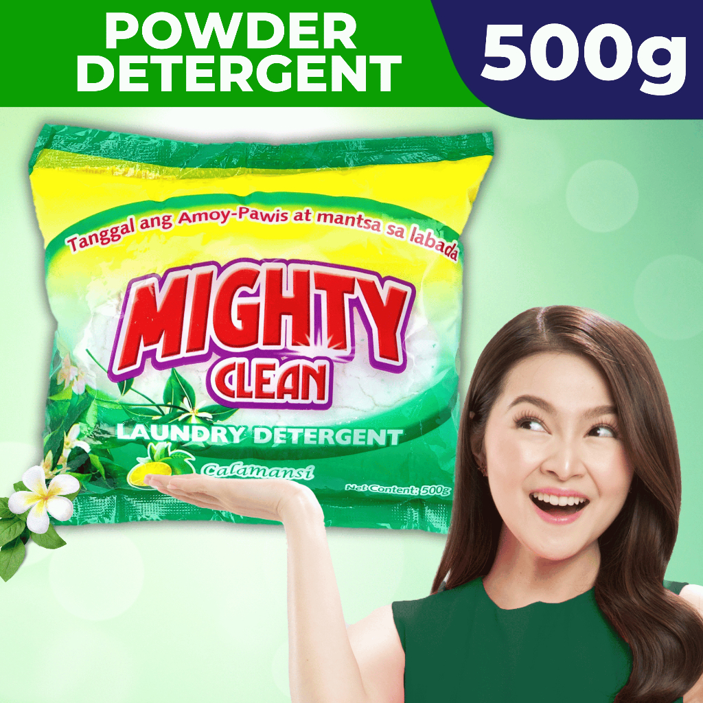 Mighty Clean Detergent Powder Calamansi - FREE powder (GREEN) 500 GRAMS ...