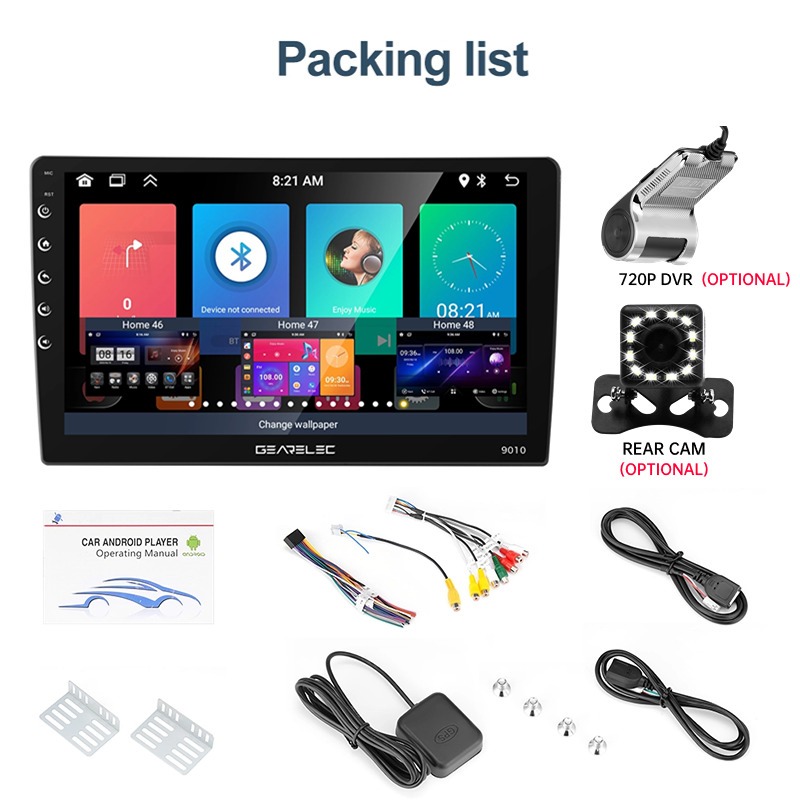 Gearelec Universal Android Car Radio Bluetooth Gps Fm Touch Screen Car