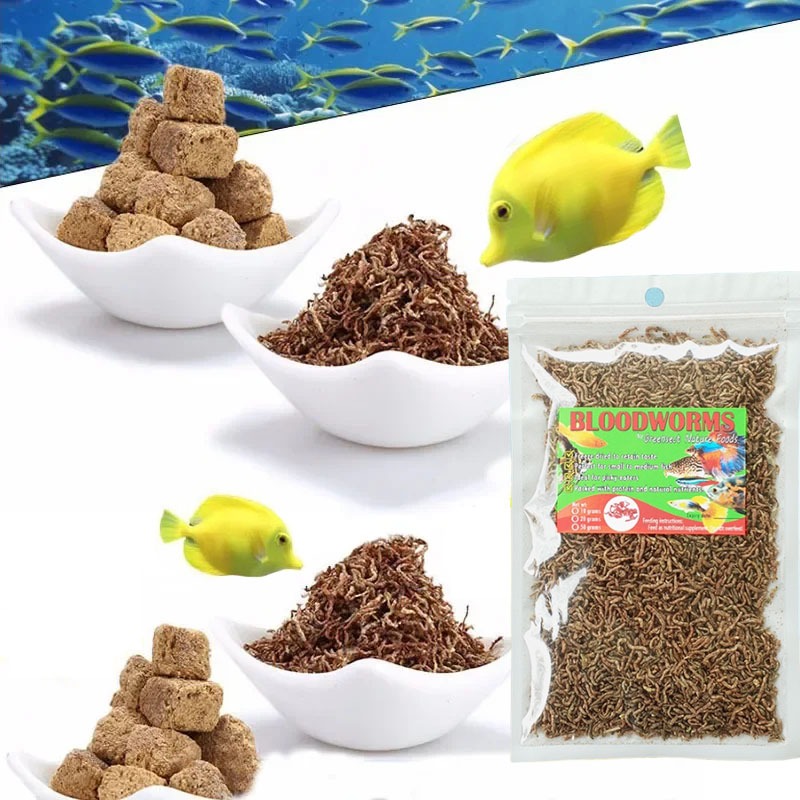 Freeze Dried Bloodworms 20 Grams For Tropical Fishes High Protein Diet ...