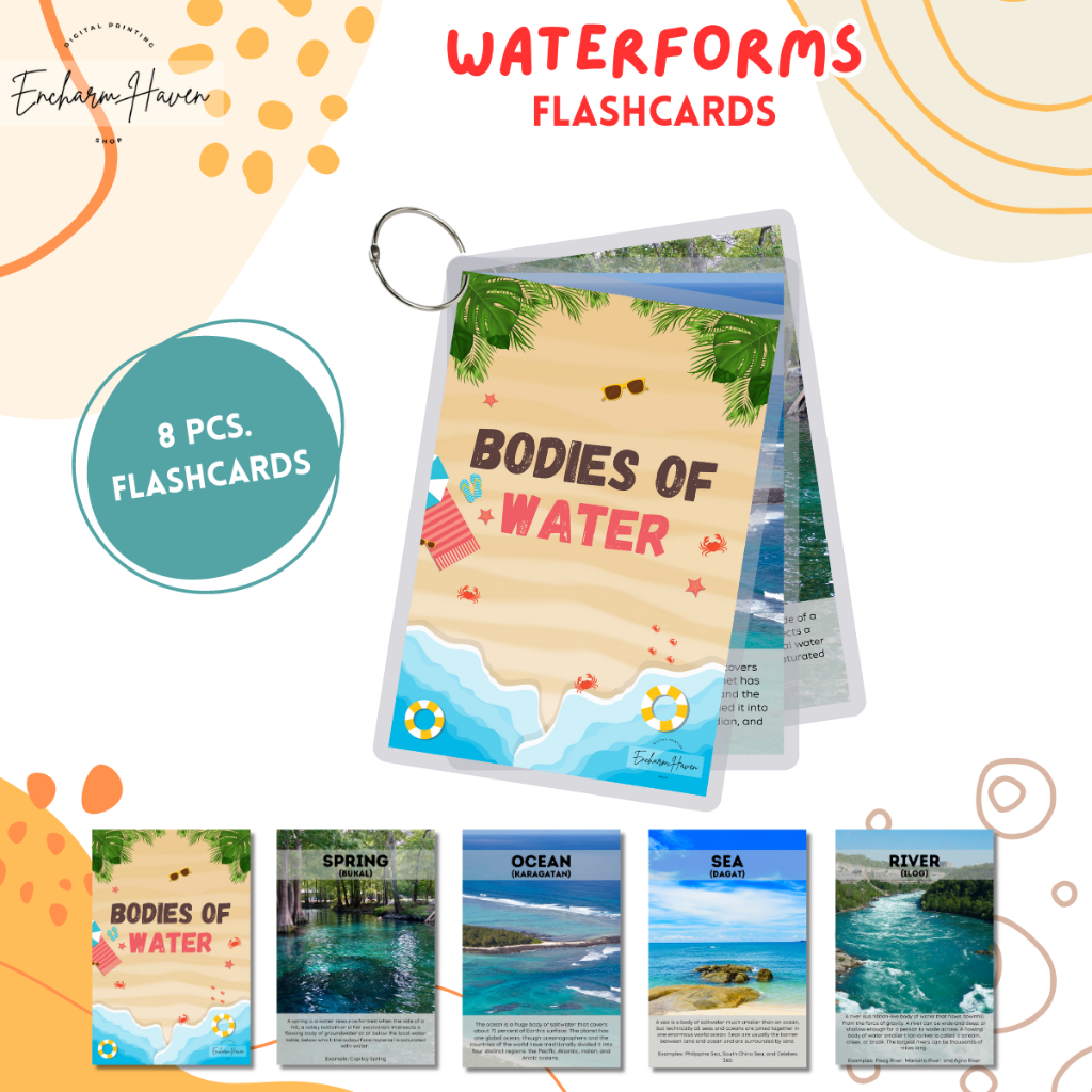 'WATERFORMS' Fully Laminated Educational Flashcards [8 pcs. Flashcards ...