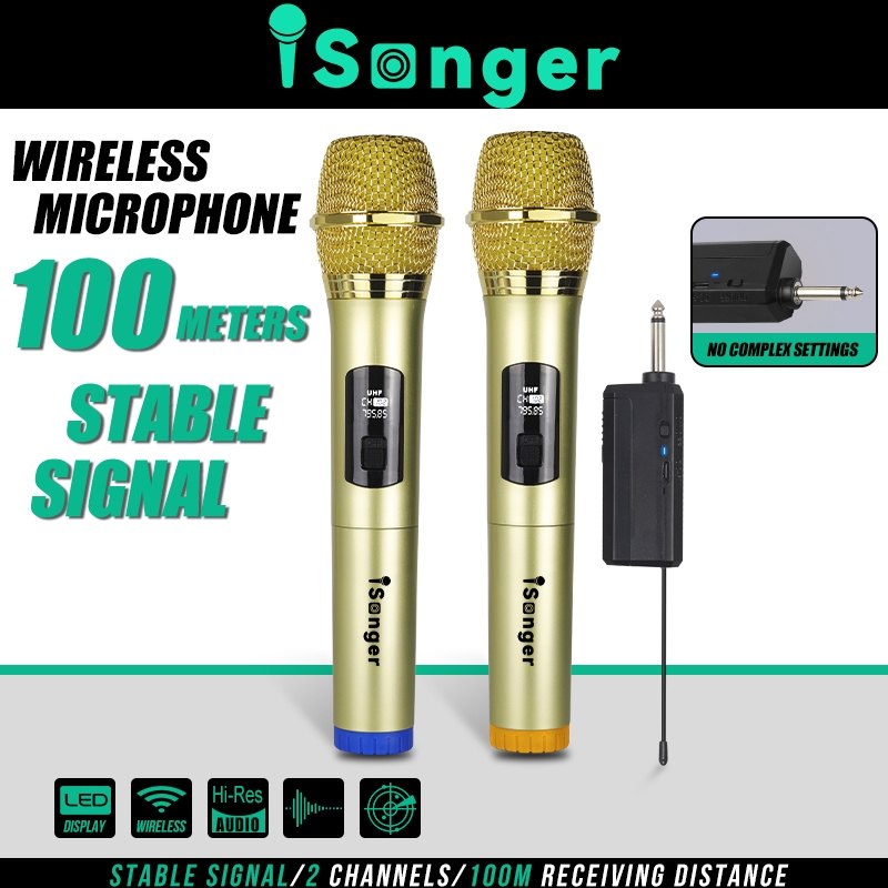 Wireless Microphone Live Singing Karaoke Rechargeable Sound Card Set ...