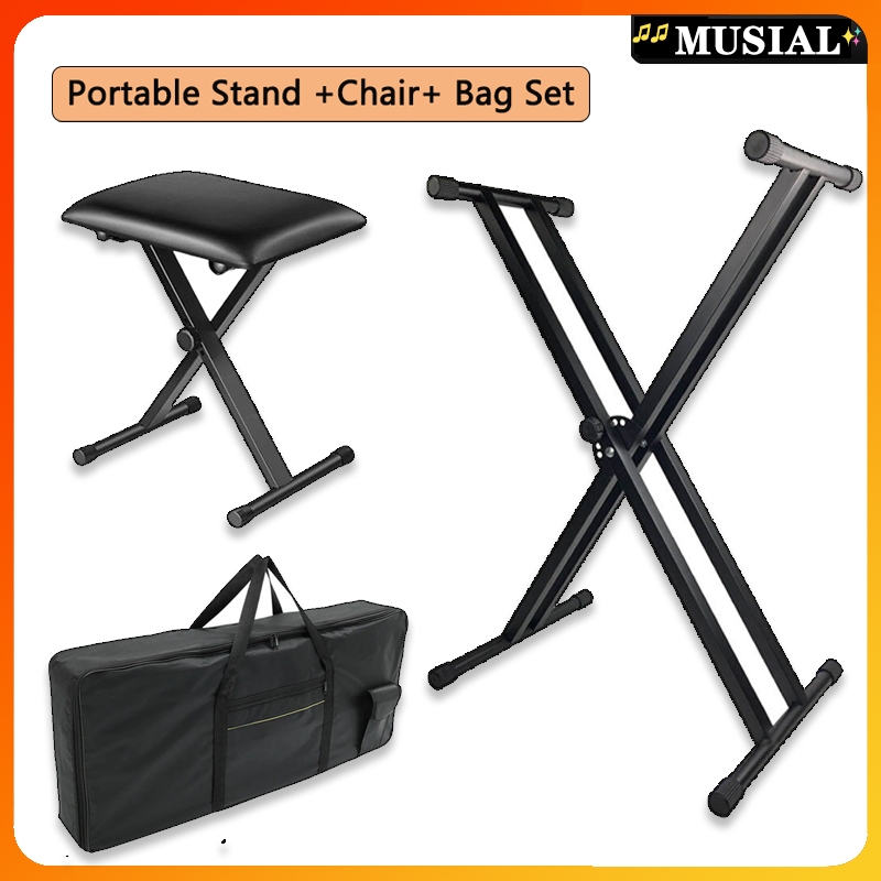 Keyboard Portable Stand Chair Bag Set X Type Adjustable Metal Stand for ...