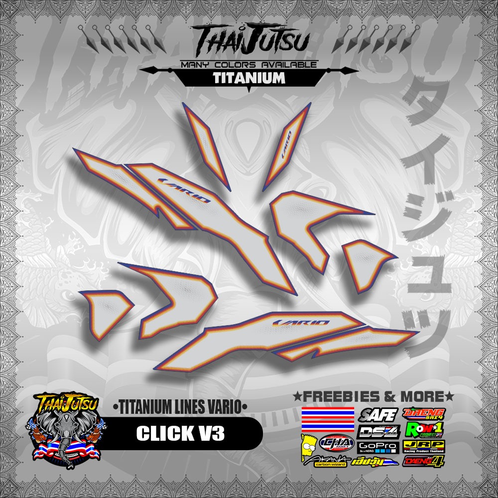 CLICK V3 DECALS ( TITANIUM OUTLINE VARIO )【ThaijutsuStickers】 | Shopee ...