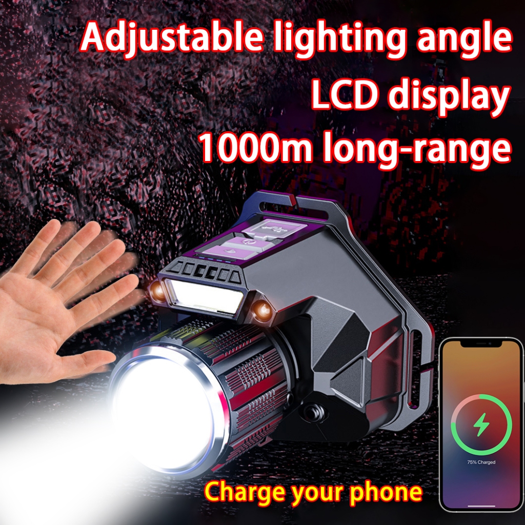 Smart Sensing Headlamp Flashlight Glare Zoom Headlight Flashlight ...