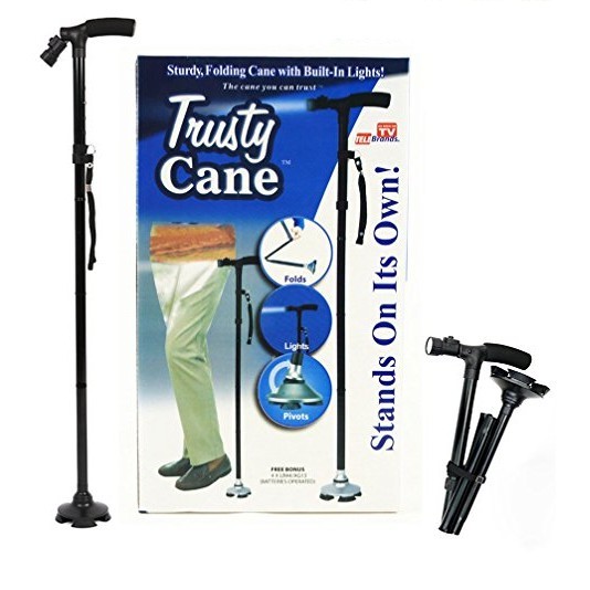 Sturdy Foldable Trusty Cane with LED Lights, Tungkod Baston Walking ...