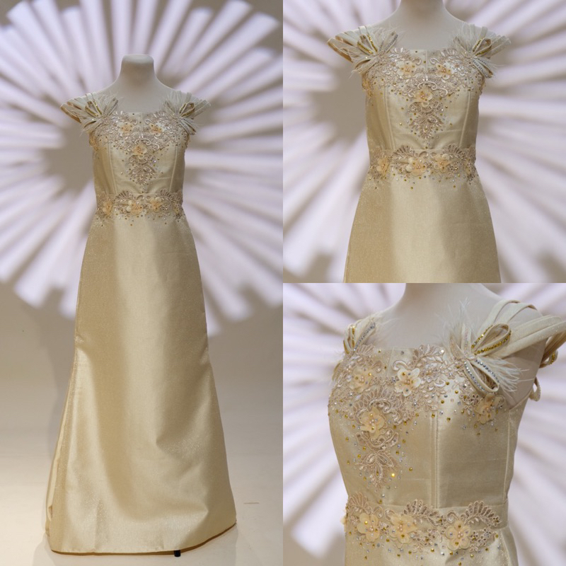 Sponsor Gown Metallic Gazar Long Gown | Shopee Philippines