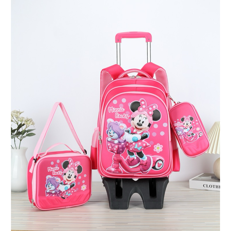 True 1618 Unisex 3D Cartoon Set 3in1 with Pouch Sling Bag Trolley Backpack 16inch Good Quality