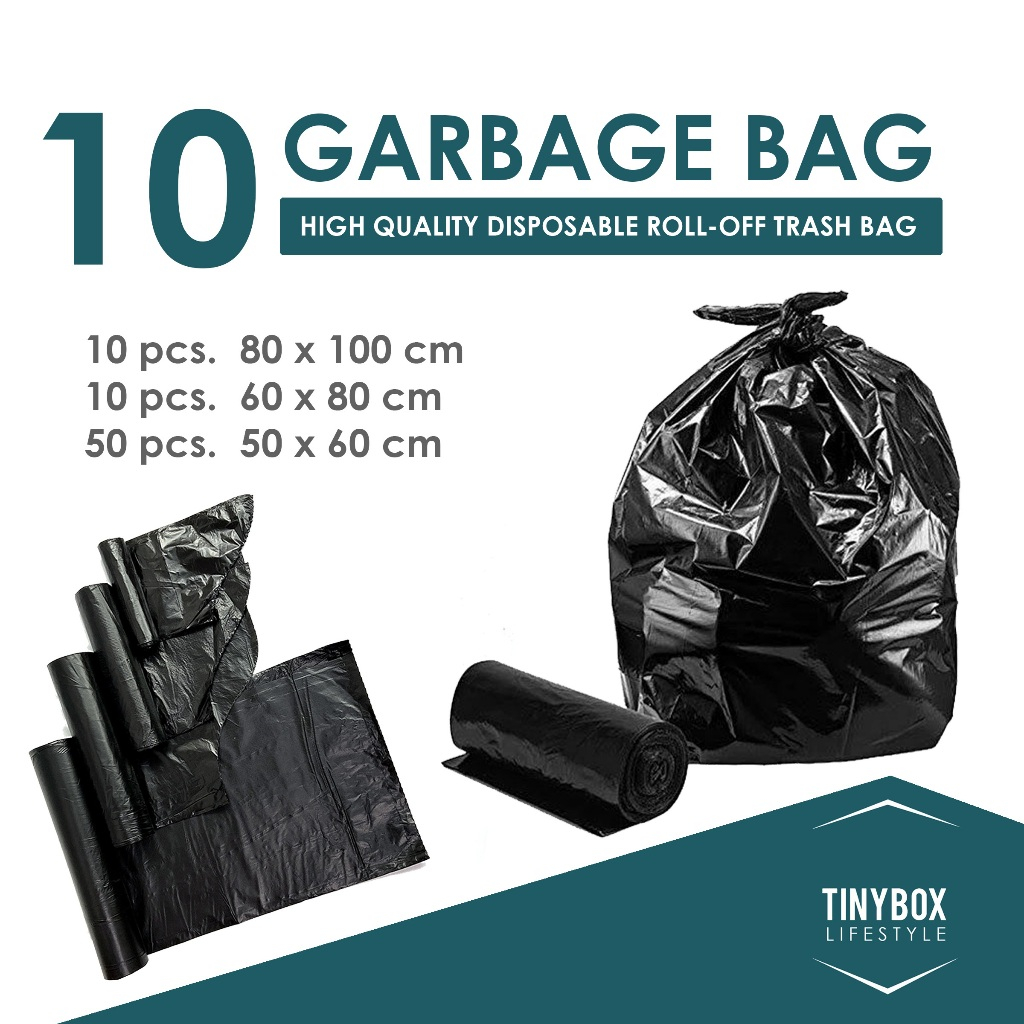 TINYBOX 10-50 Garbage Bag Trash Bag Disposable Black Plastic Bag ...
